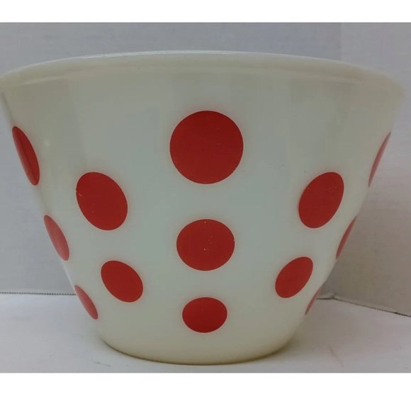 Fire King | Kitchen | Vintage Fire King Bowl Large Red Dots | Poshmark